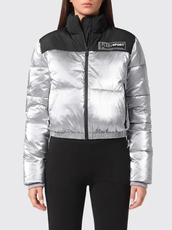 PLEIN SPORT Bi-quilted Nylon Short Puffer Jacket With High Collar