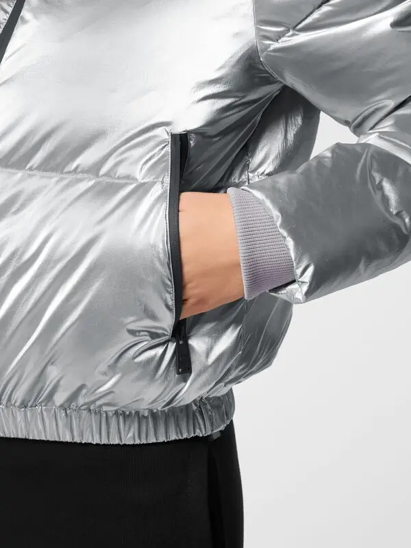 PLEIN SPORT Bi-quilted Nylon Short Puffer Jacket With High Collar