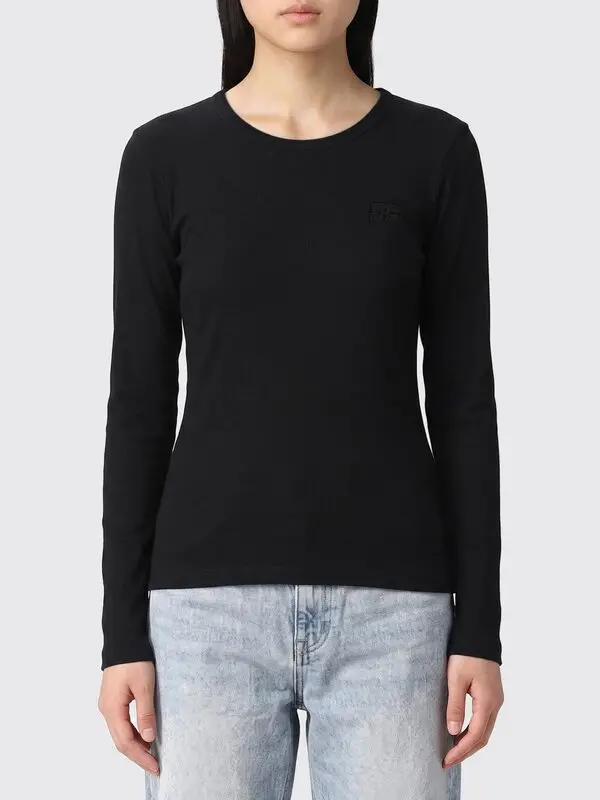 GANNI Cotton Crew Neck Long Sleeve T-shirt
