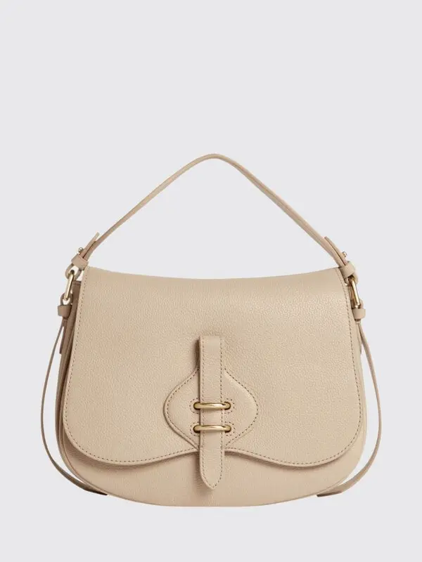 COCCINELLE Mavery Pebbled Leather Shoulder Bag - Beige
