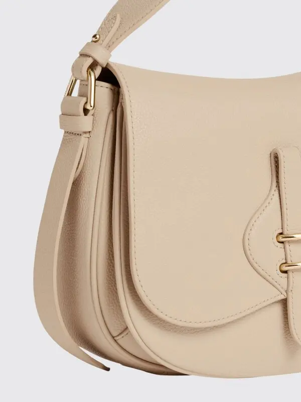 COCCINELLE Mavery Pebbled Leather Shoulder Bag - Beige
