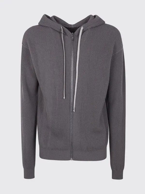 Rick Owens Hooded Cardigan In Virgin Wool - Grey