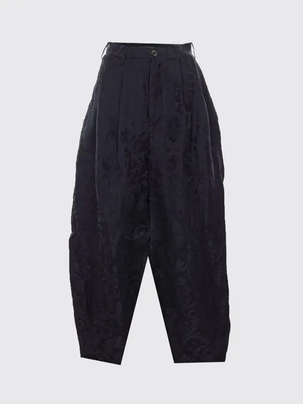 UMA WANG High-waisted Wide Leg Pants In Linen And Silk - Black