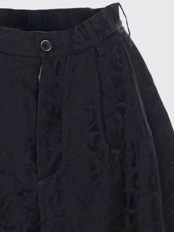 UMA WANG High-waisted Wide Leg Pants In Linen And Silk - Black