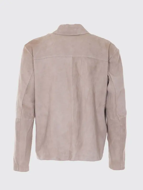 ARMA Suede Goat Leather Shirt Jacket With Welt Pockets - Grey