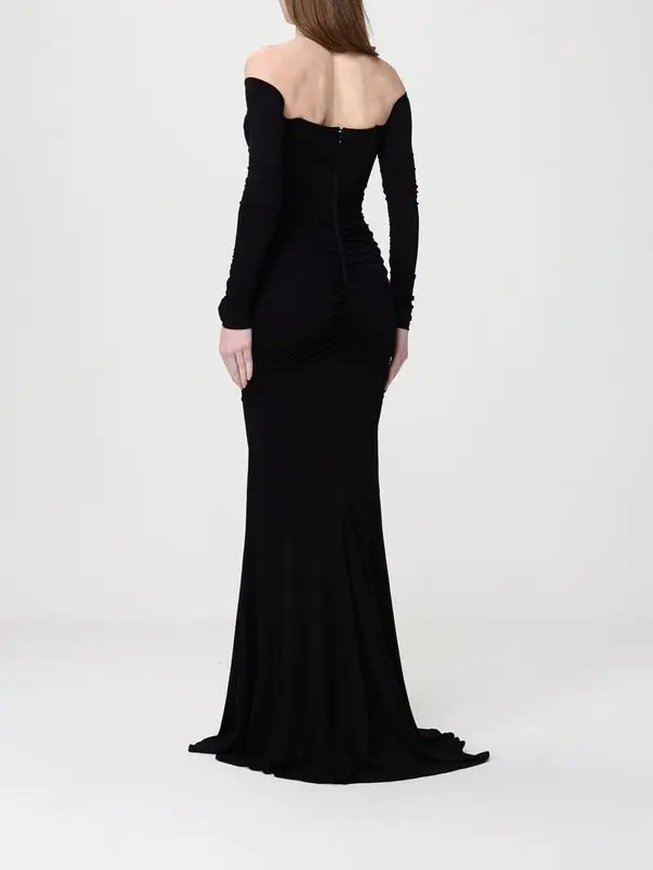 Elisabetta Franchi Off-shoulder Plunge Gown - Black