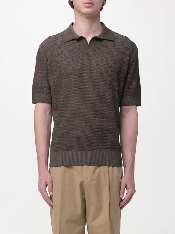 KANGRA Cotton Knit Polo Shirt - Coffee