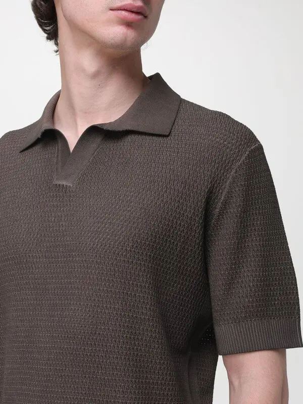 KANGRA Cotton Knit Polo Shirt - Coffee