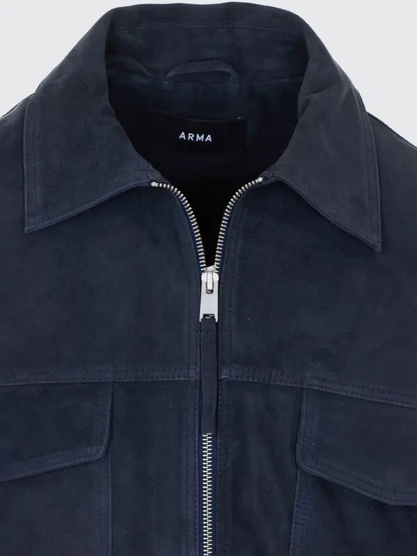 ARMA Suede Leather Shirt Jacket With Two-way Zip Closure
