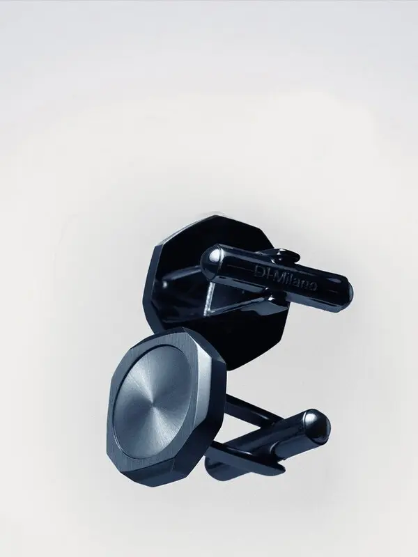 D1 MILANO Chrome-plated Steel Cufflinks With Rounded Shape And Engraved Logo