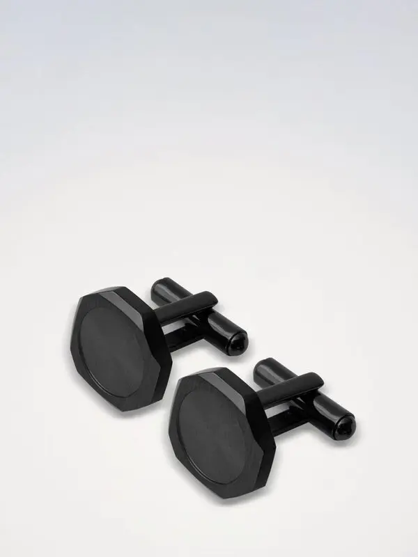 D1 MILANO Chrome-plated Steel Cufflinks With Rounded Shape And Engraved Logo