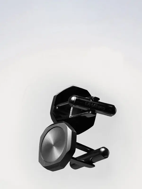 D1 MILANO Chrome-plated Steel Cufflinks With Rounded Shape And Engraved Logo