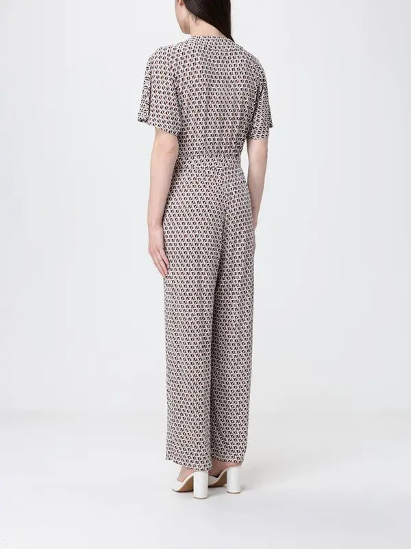 Max Mara Viscose Jumpsuit With Abstract Geometric Print And Belted Waist