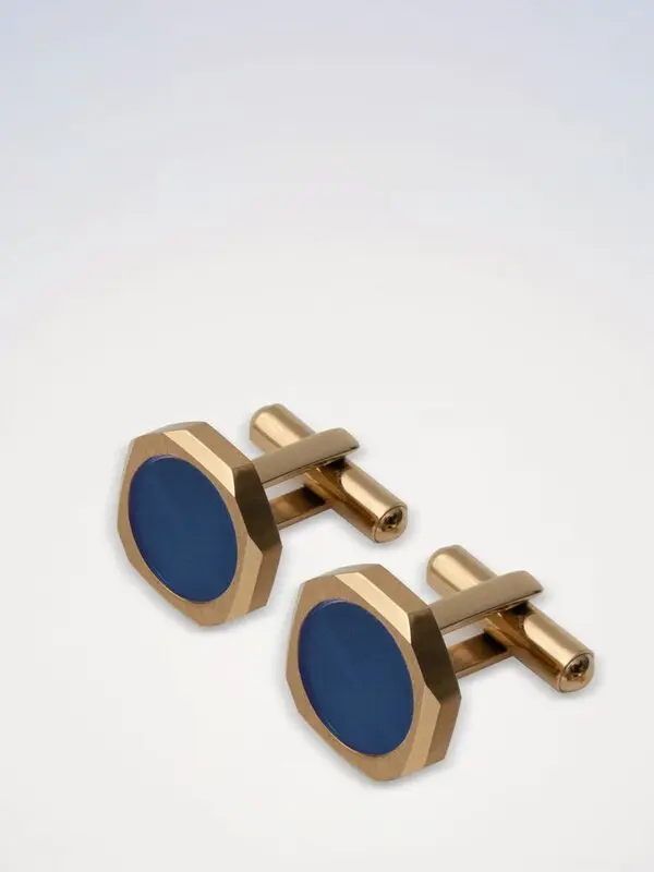 D1 MILANO Two-tone Steel Cufflinks With Rounded Shape And Engraved Logo
