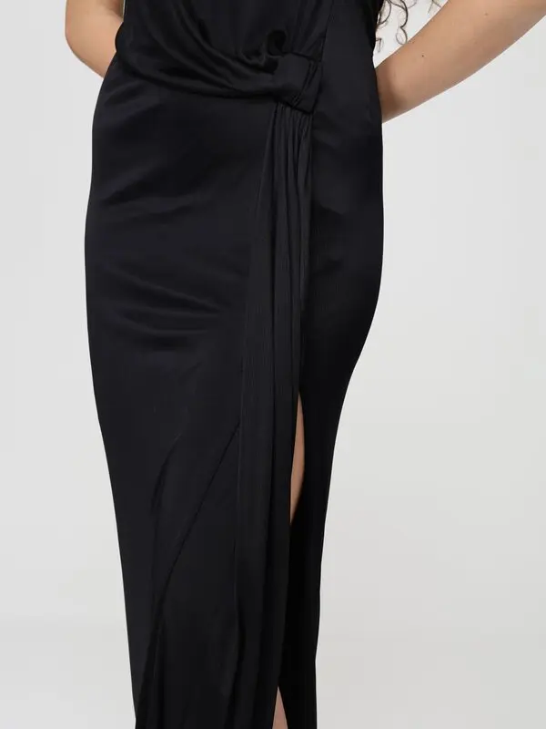 Elisabetta Franchi Sleeveless Maxi Dress With Draped Detail - Black
