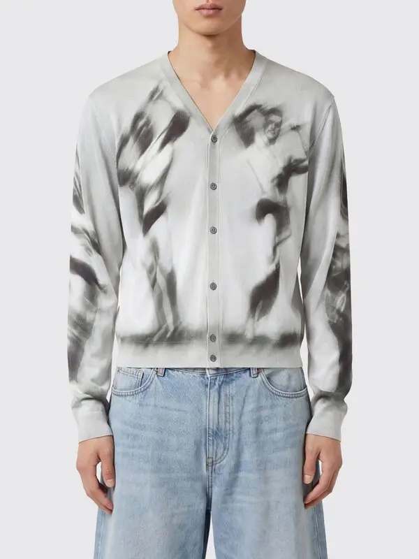 Versace Abstract Pattern Silk V-neck Cardigan