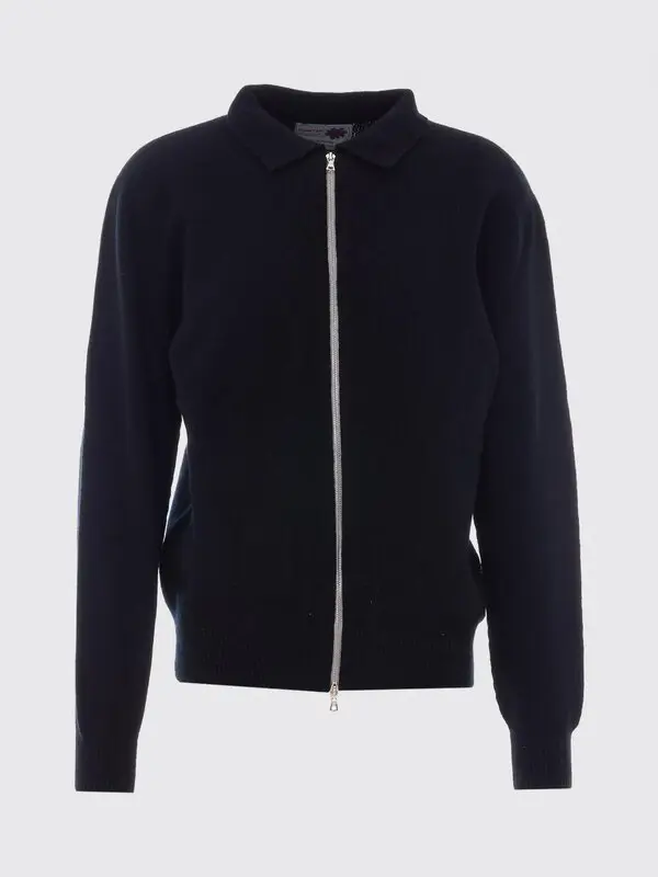 Howlin' Pure Wool Zip-up Polo Cardigan - Black
