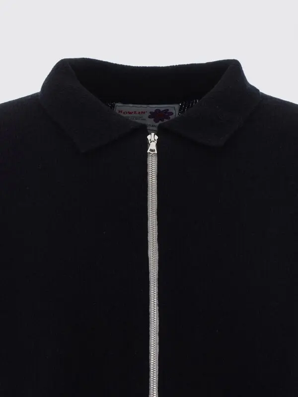 Howlin' Pure Wool Zip-up Polo Cardigan - Black