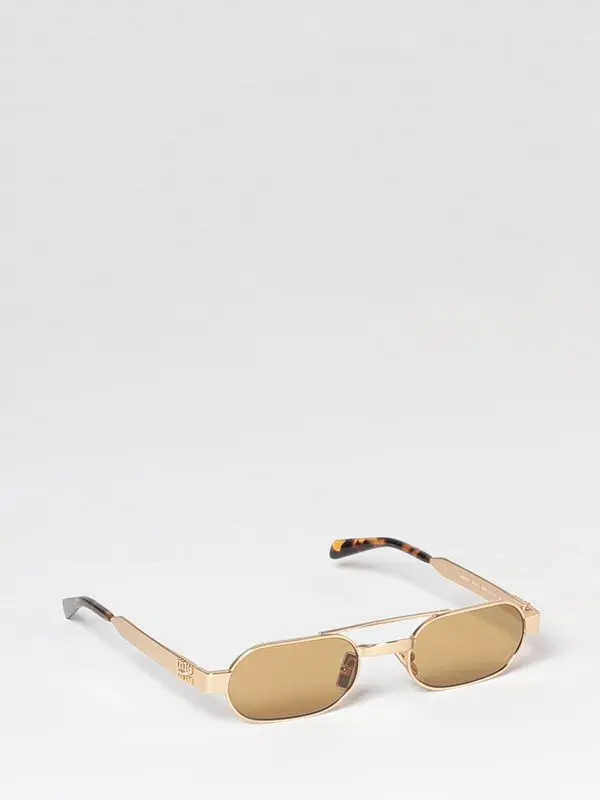 Miu Miu Aviator Metal Sunglasses With Tortoiseshell Temples - Gold