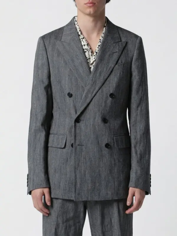 Dries Van Noten Cotton And Lurex Linen Double-breasted Blazer