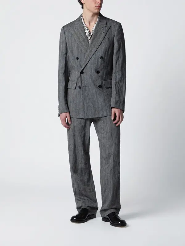 Dries Van Noten Cotton And Lurex Linen Double-breasted Blazer