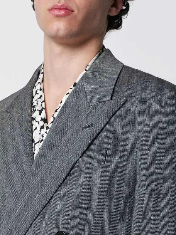 Dries Van Noten Cotton And Lurex Linen Double-breasted Blazer