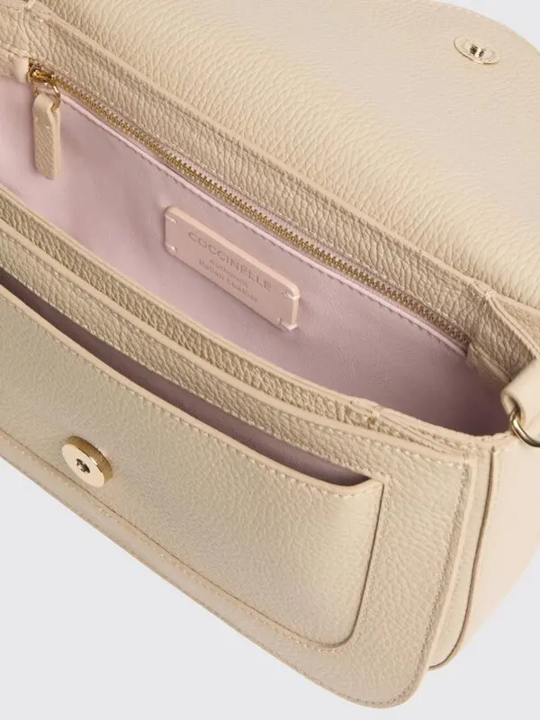 COCCINELLE Cme Grained Leather Crossbody Bag - Beige
