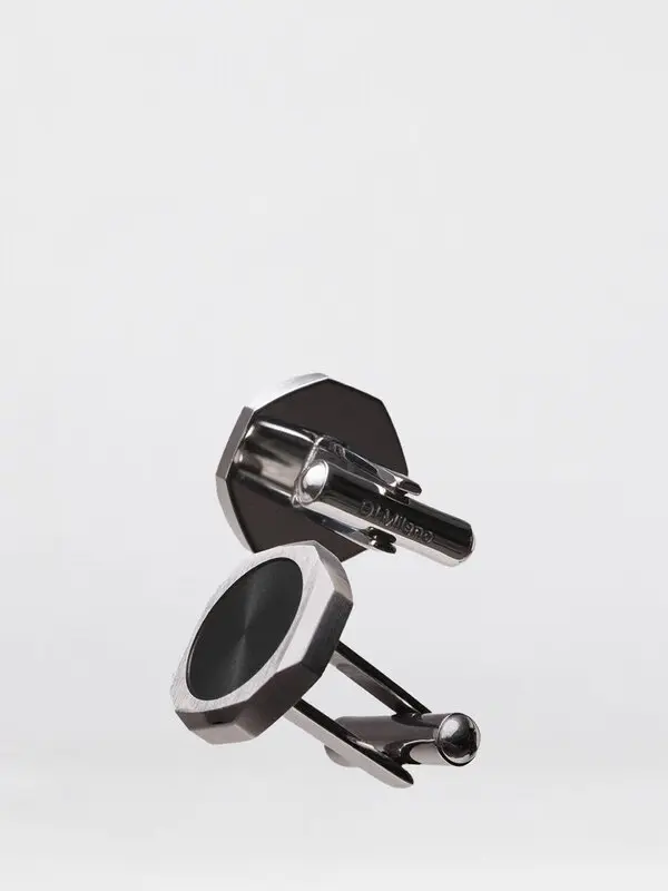 D1 MILANO Two-tone Steel Cufflinks With Rounded Shape And Engraved Logo
