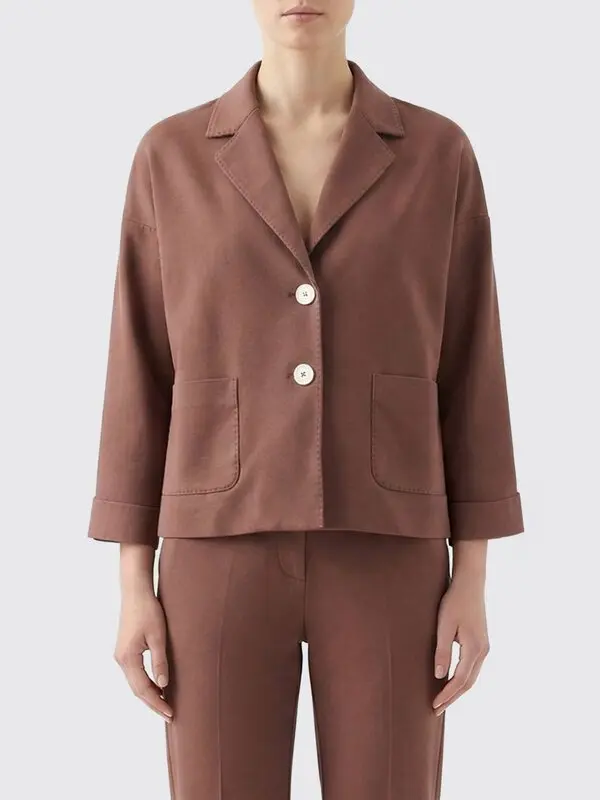 CIRCOLO 1901 Single-breasted Stretch Cotton Blazer With Dropped Shoulders - Brown