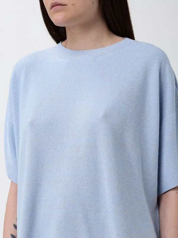 Fabiana Filippi Cotton Blend Knit Top - Gnawed Blue