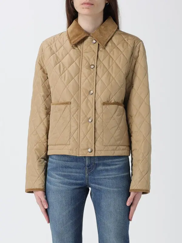 Burberry Quilted Jacket With Corduroy Trim - Beige