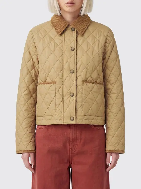 Burberry Quilted Jacket With Corduroy Trim
