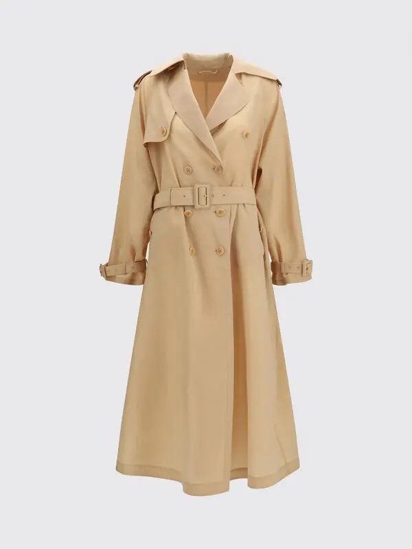 Ermanno Scervino Long Double-breasted Trench Coat With Adjustable Waist Belt