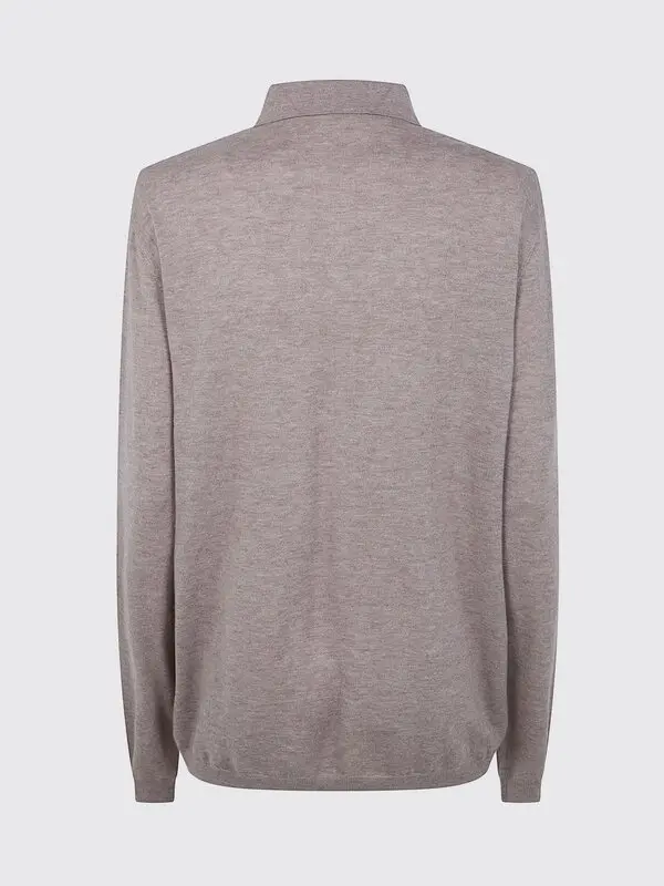 THE FRANKIE SHOP Wool Blend Knit Polo Shirt - Brown