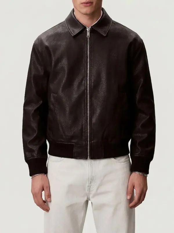 Calvin Klein Faux Leather Bomber Jacket