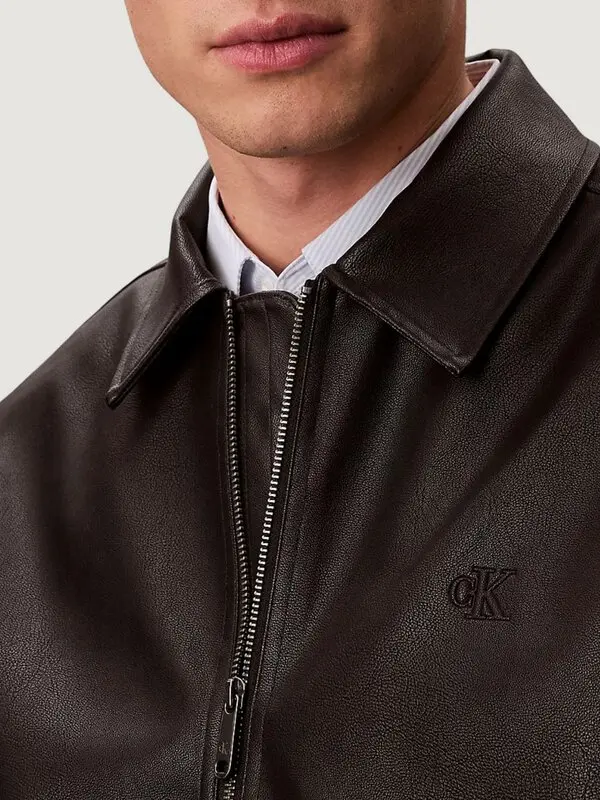Calvin Klein Faux Leather Bomber Jacket