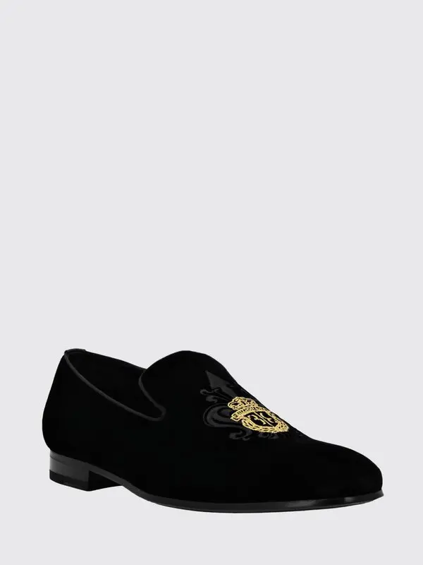 BILLIONAIRE Embroidered Logo Velvet Evening Loafers