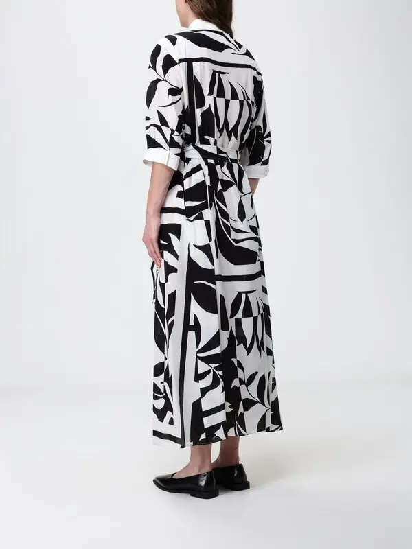 Max Mara Floral Print Silk Blend Midi Shirt Dress - Black