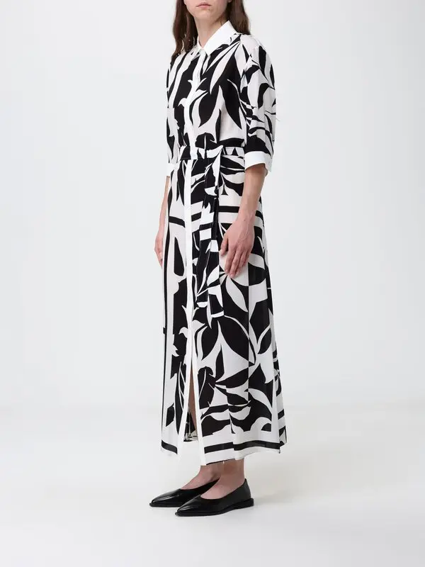 Max Mara Floral Print Silk Blend Midi Shirt Dress - Black