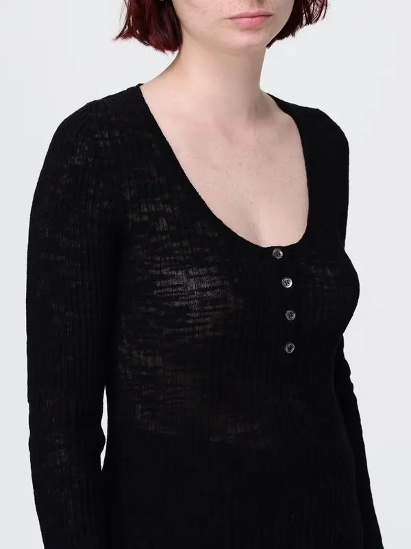 Pinko Slim Fit U-neck Long-sleeved Cotton Top
