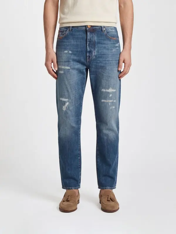 Jacob Cohen Straight-fit Five-pocket Distressed Denim Jeans