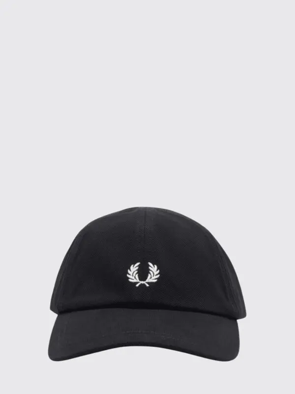 Fred Perry Cotton Canvas Baseball Cap With Embroidered Logo - Black