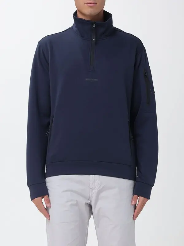 MURPHY&NYE High-neck Sweatshirt With Half-zip Closure And Zip Pockets - Blue