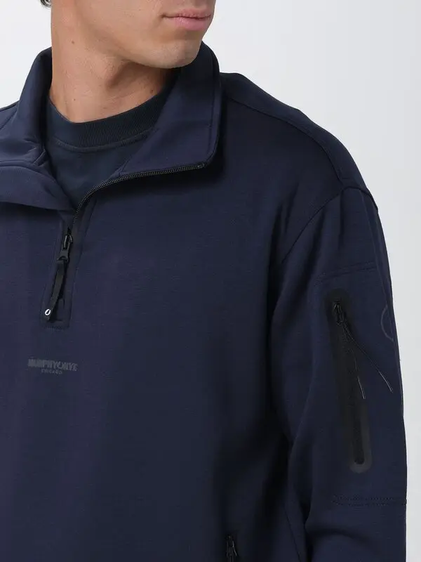 MURPHY&NYE High-neck Sweatshirt With Half-zip Closure And Zip Pockets - Blue