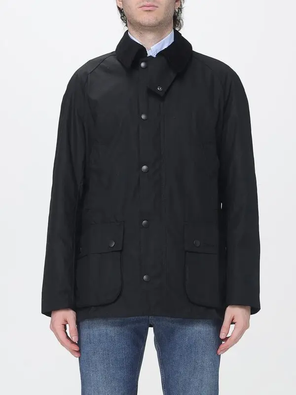 Barbour Ashby Waxed Cotton Jacket With Corduroy Collar - Black