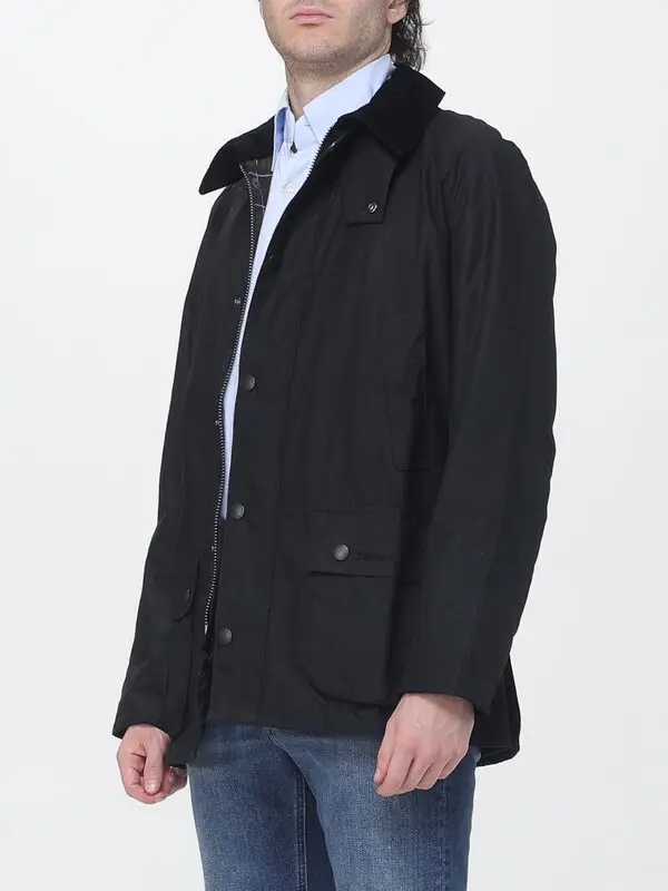 Barbour Ashby Waxed Cotton Jacket With Corduroy Collar - Black