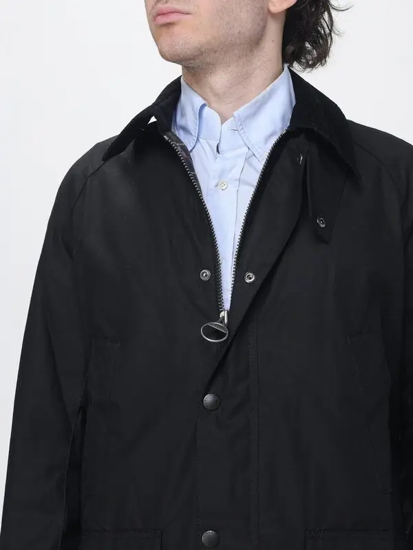 Barbour Ashby Waxed Cotton Jacket With Corduroy Collar - Black