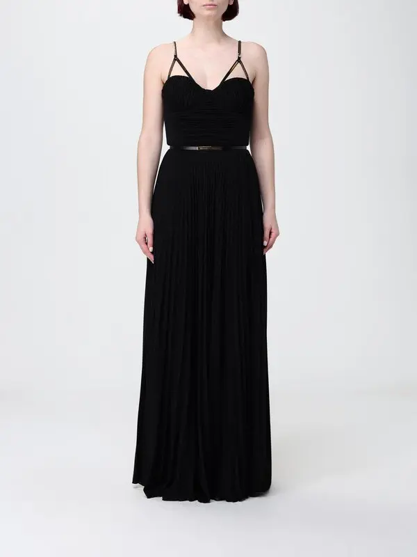 Elisabetta Franchi Maxi Pleated Dress - Black