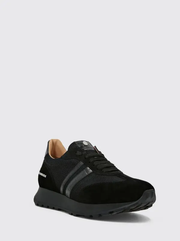 BILLIONAIRE Suede And Mesh Low-top Sneakers With Metallic Logo - Black