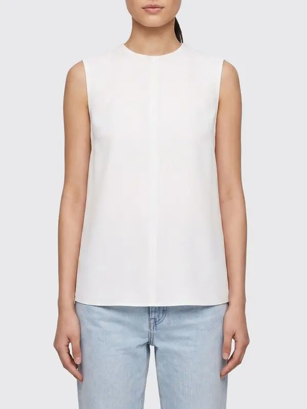 TOTEME Sleeveless Linen-blend Crewneck Top With Back Zip - White